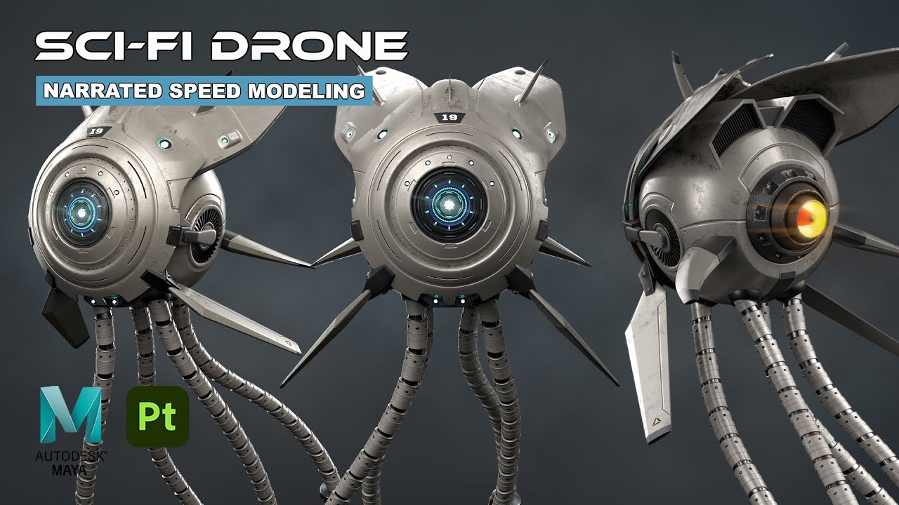 Sci-Fi Drone | Autodesk Maya + Substance 3D Painter