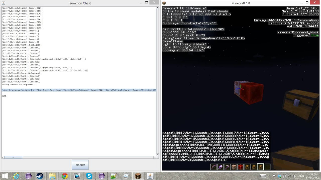 Minecraft SummonChest Tool - Random loot command generator! Mapmaking Utility Tool