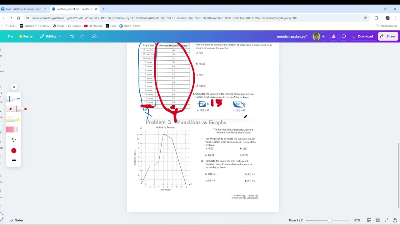 Algebra 1 Sub Plans: Function Notation Worksheet practice