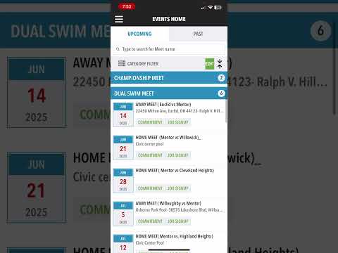 Swim Meet RSVP with the SE Motion App