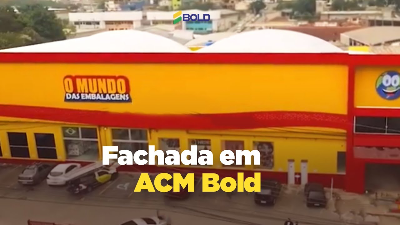 Fachada com ACM Amarelo e Vermelho