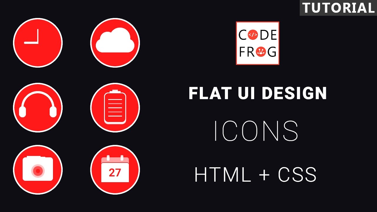 UI Design Tutorial - Flat Icons | HTML CSS Speed Coding with Source Code