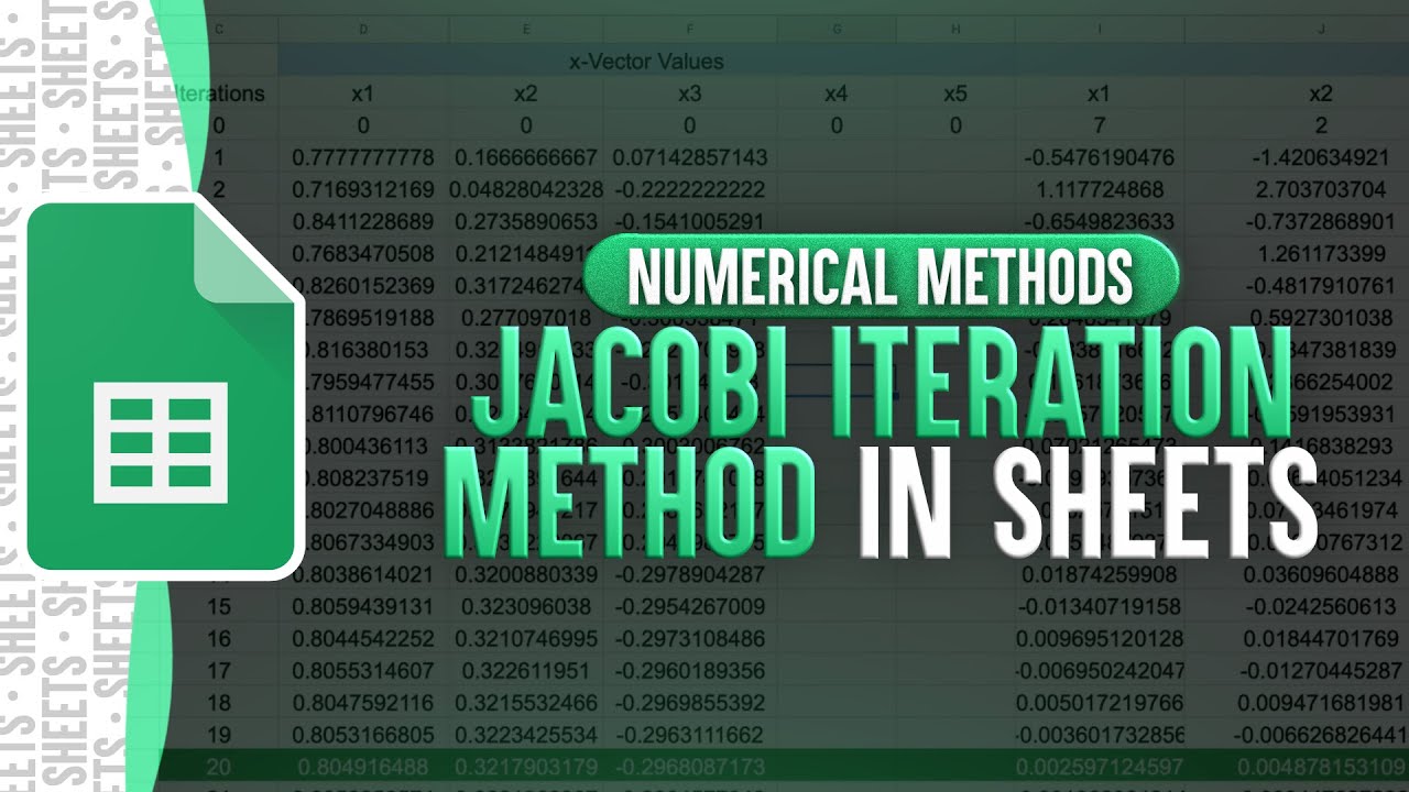 Jacobi Iteration Method In Google Sheets | Numerical Methods