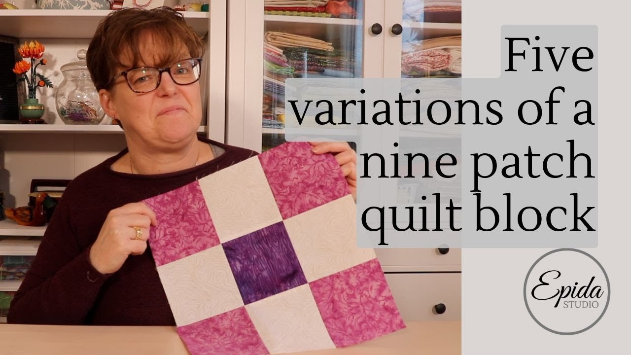 Five variations of a nine patch quilt block