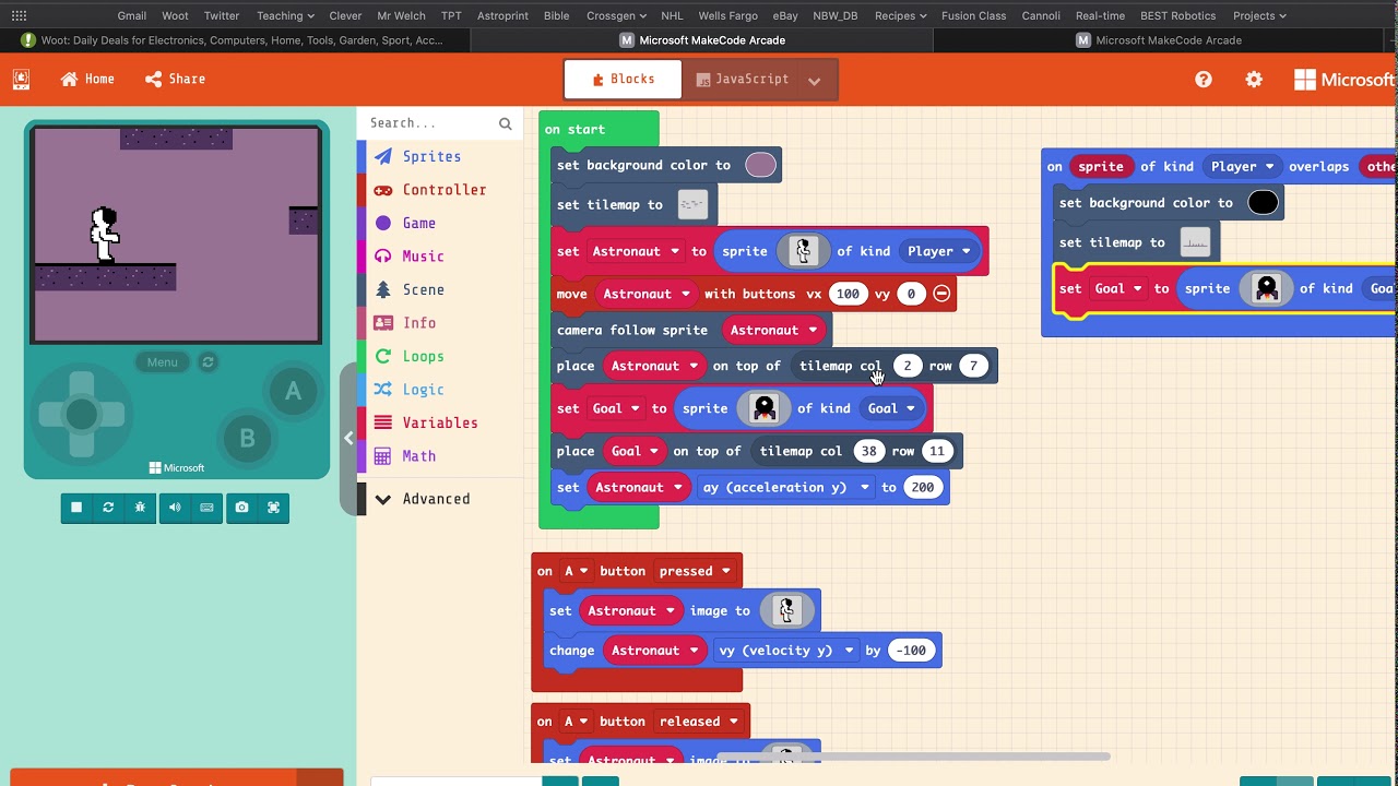 Makecode Arcade Creating Levels