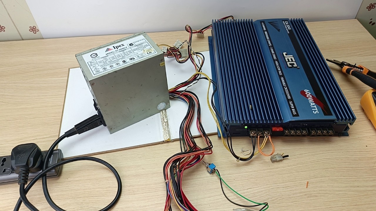 How to Connect Computer Power Supply Unit to Car Audio Amplifier at home setup