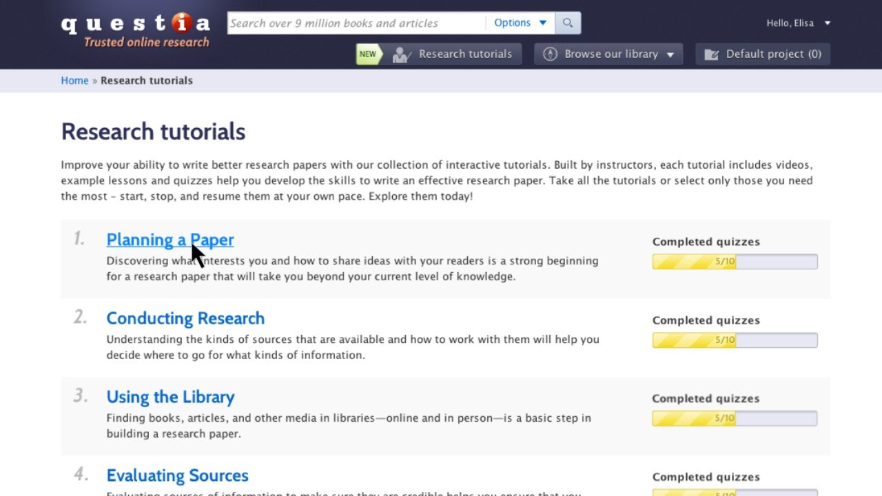 Questia Video: Research Tutorials Demo