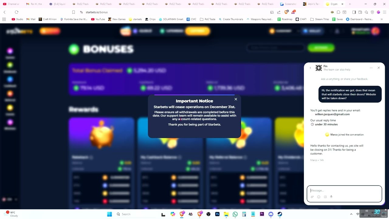 STARBETS - They Are Closing Their Doors, IMMEDIATE ACTION REQUIRED.