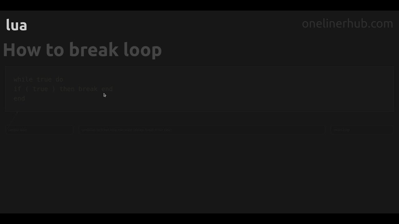 How to break loop #lua
