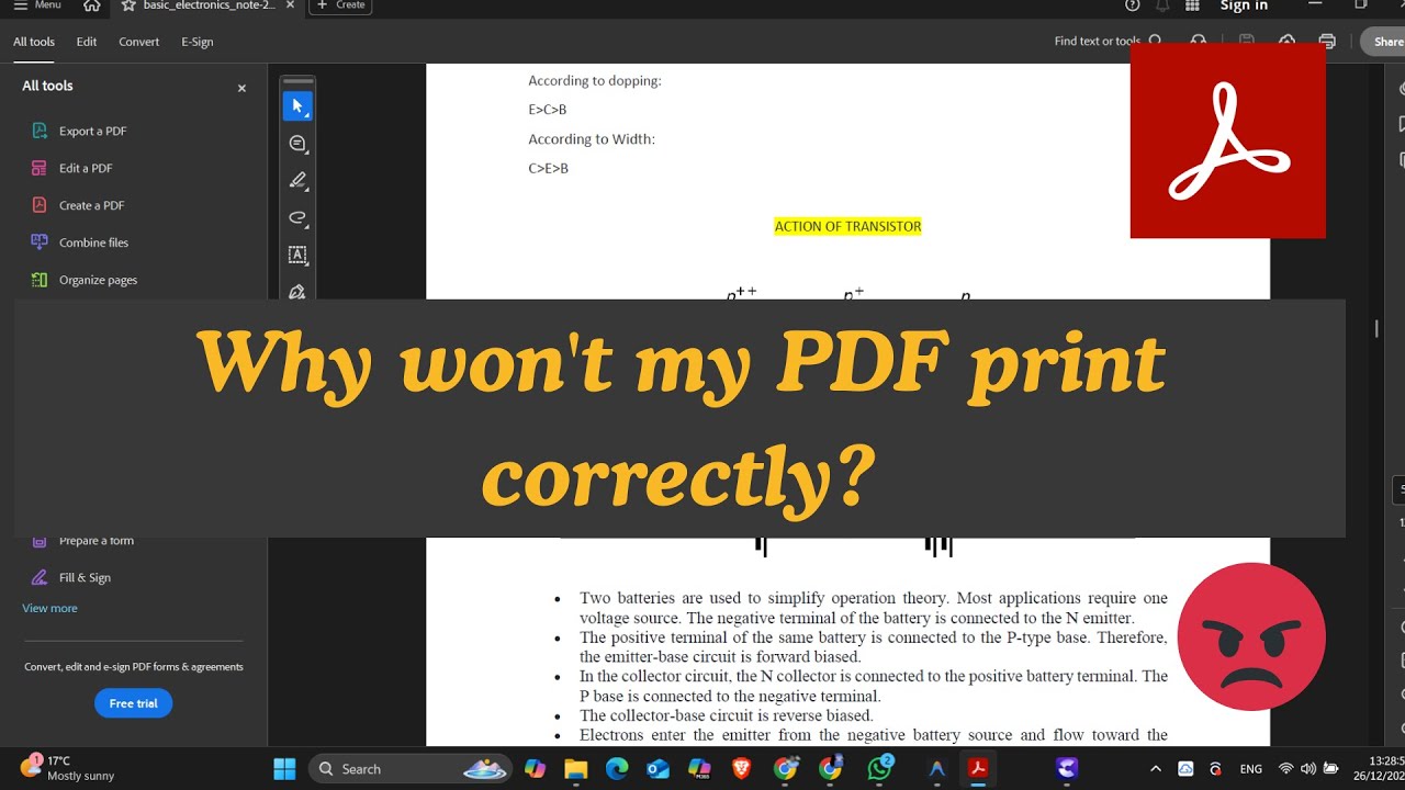 Why won't my PDF print correctly?