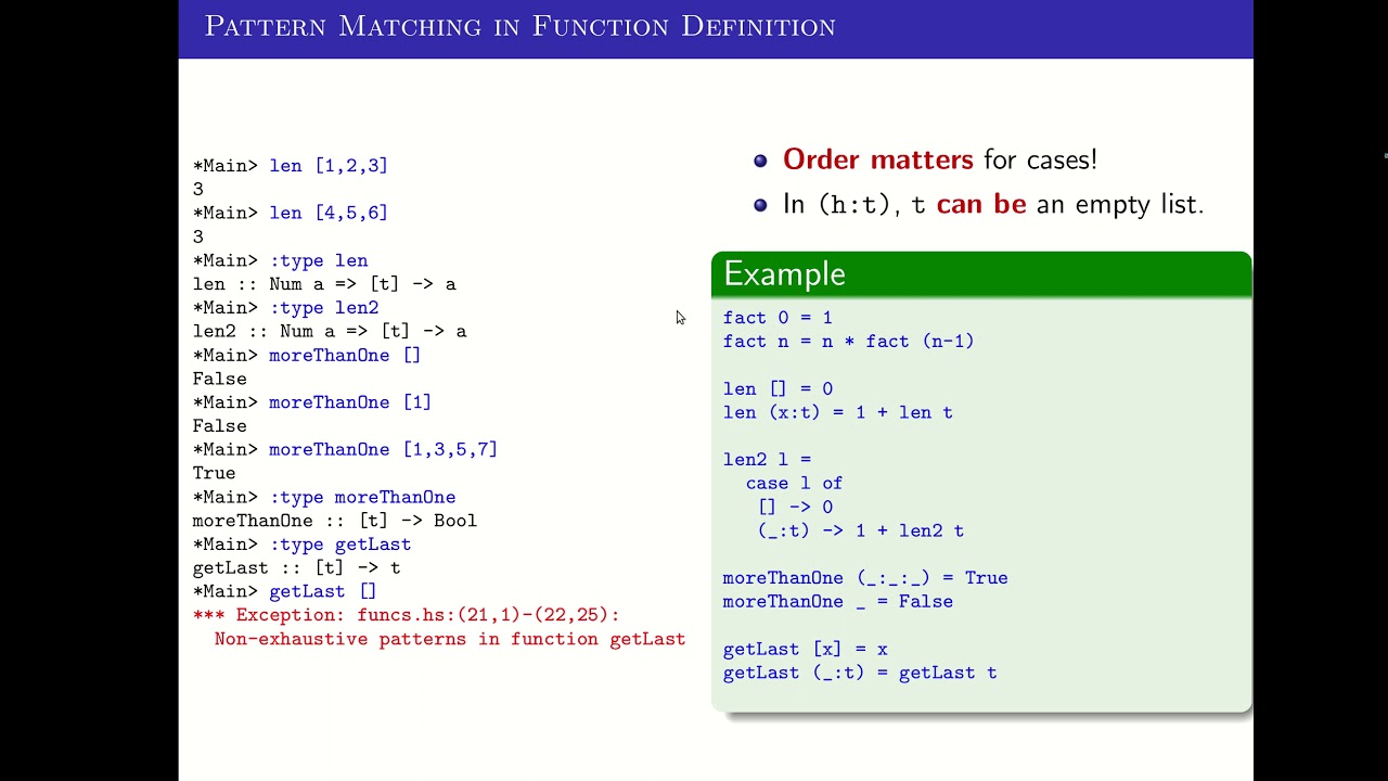 Haskell Functions: Patterns & Guards