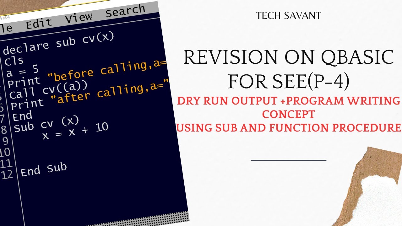 SEE Computer Science | Grade 10 QBASIC Program Writing & Output with Dry Run (P-4)