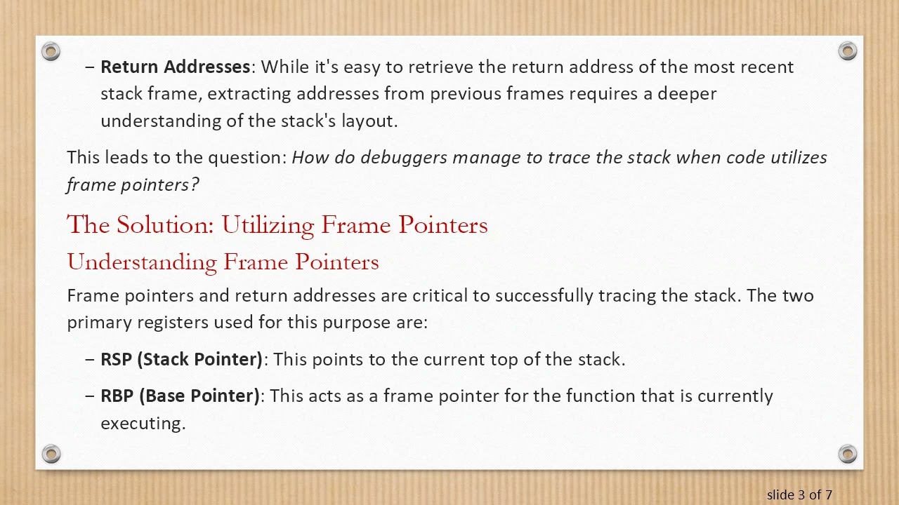 Understanding How Debuggers Trace Stack