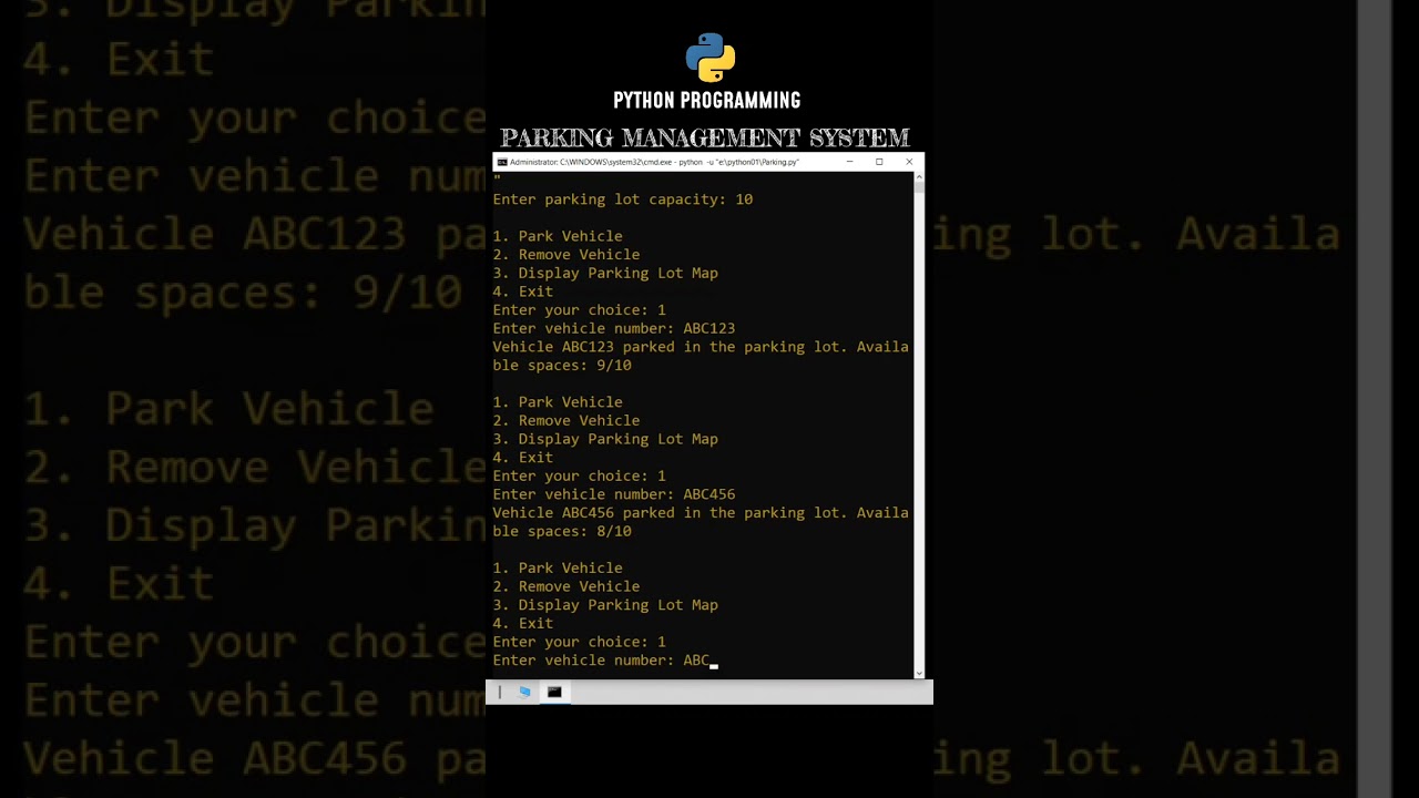 Parking Management System Project in Python #pythonprojects #python #cbse #ipproject