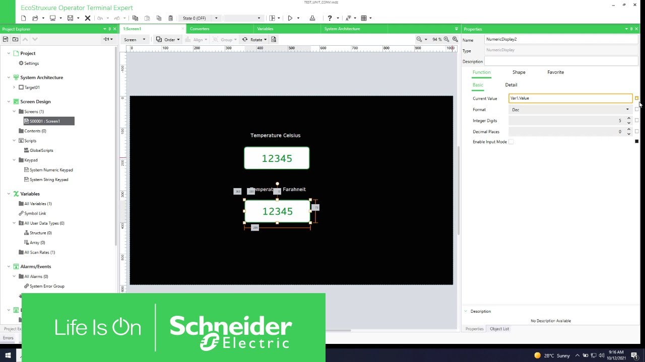 How to Use Unit Converter in EcoStruxure Operator Terminal Expert | Schneider Electric Support