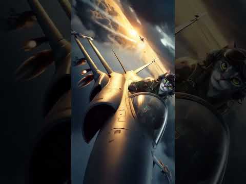π± Jet Fighter Cat vs Missiles π | Epic Escape in the Sky! #shorts #viral #actionshorts #catpilot