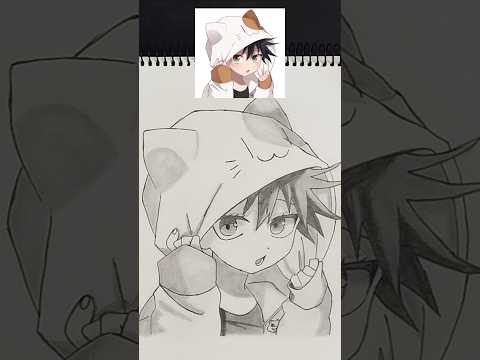 How to draw cute boy with a hoodie/ Boy anime tutorial sketch #animedrawing #art #shorts #sketch