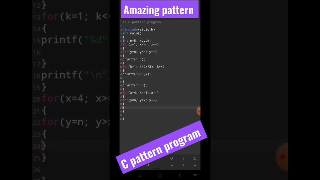 C Pattern program to print amazing pattern #programming #short #shorts #pattern #program #question