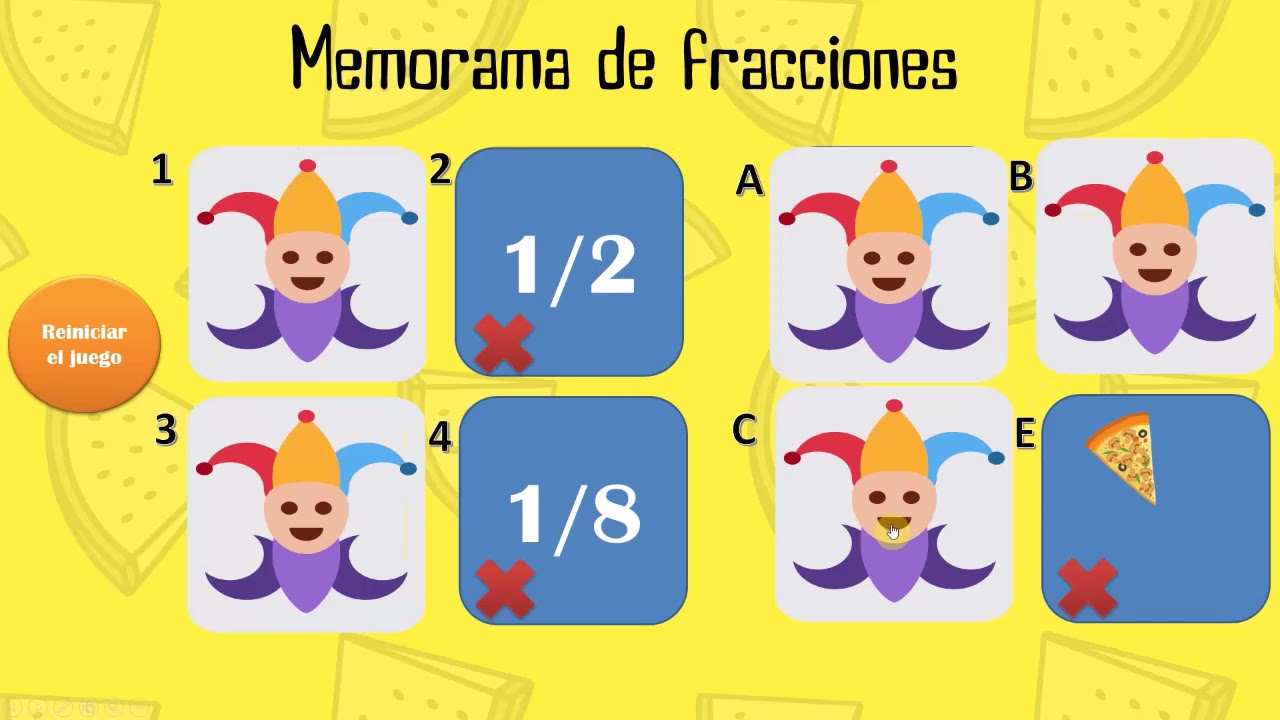 Memorama de fracciones equivalentes