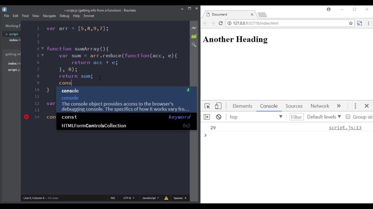 Getting info from function (return keyword) in JavaScript