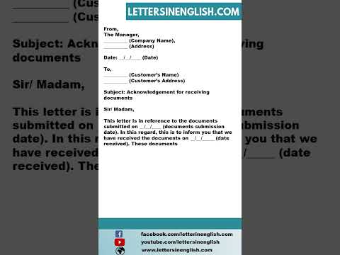 Acknowledgement Letter for Receiving Original Documents
