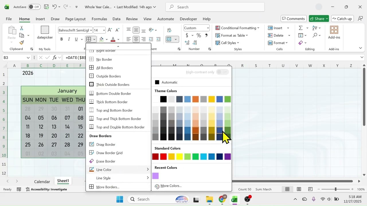 How to Make Yearly Calendar Template in Excel