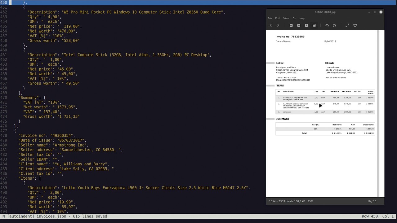 Parsing Invoice Images To JSON | Python, Tesseract OCR