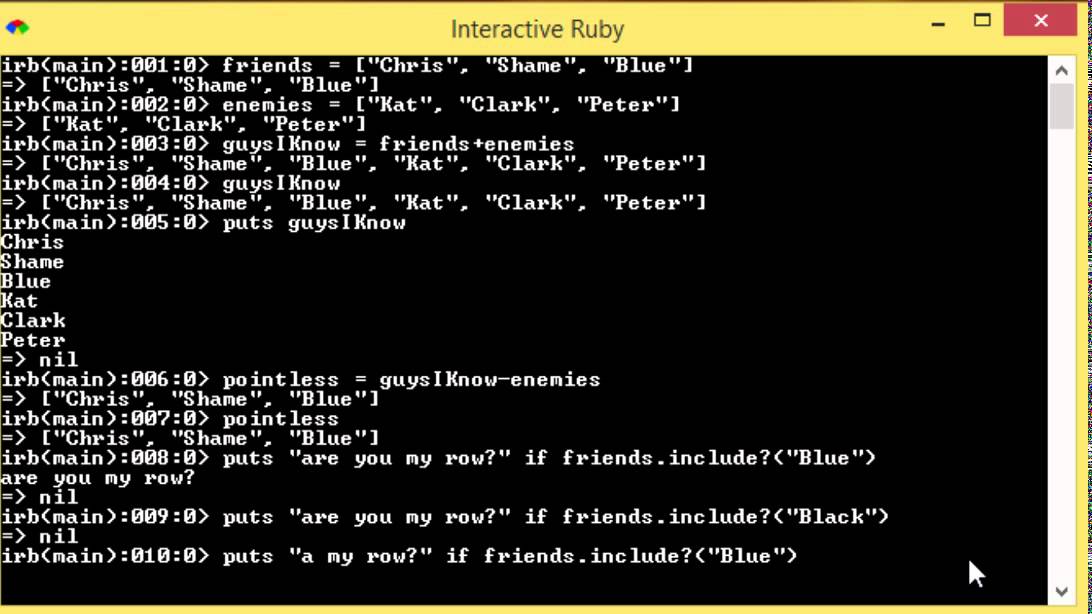 Ruby - 32 - Arrays Include