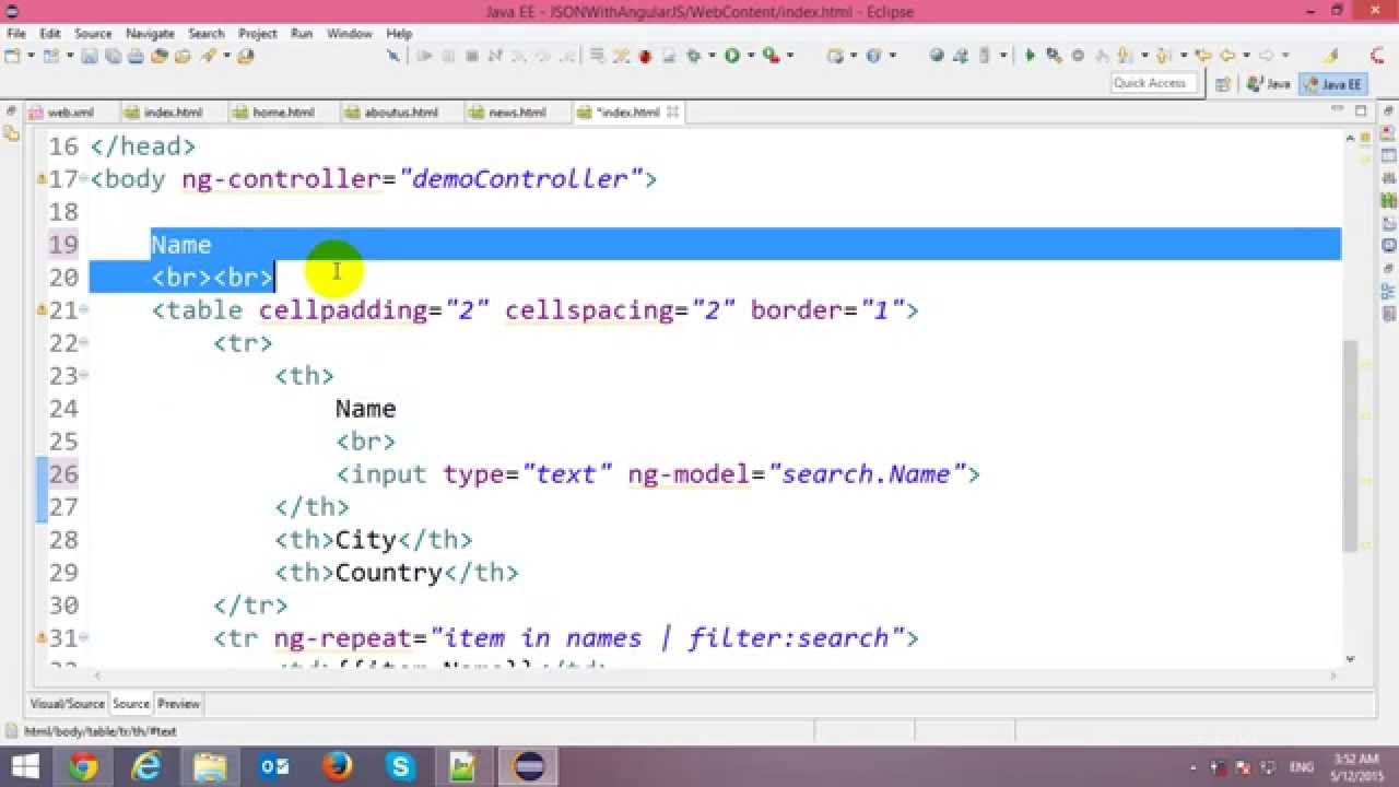 Render JSON and Filter in Table using AngularJS