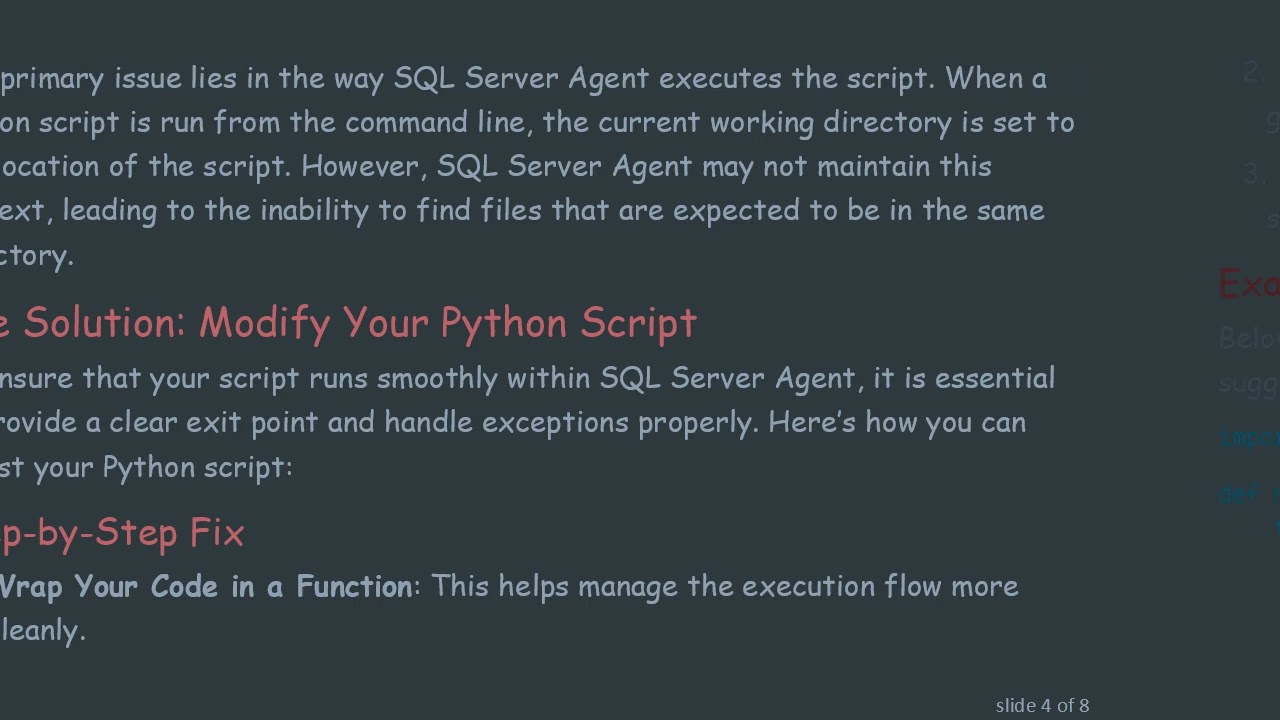 Resolving FileNotFoundError in Python Scripts Running via SQL Server Agent