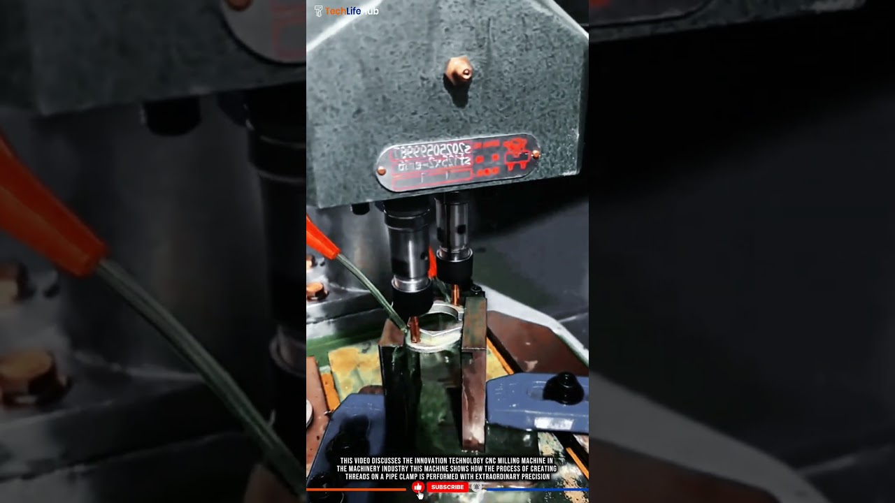 Innovation Technology CNC Milling Machine: Precision Thread Creation on Pipe Clamps. #tech