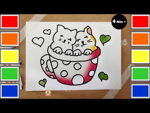 How to Draw Cute kitten Easy | Coloring Page for Kids