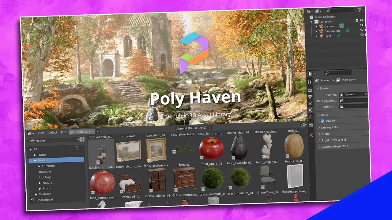 NEW! Poly Haven Asset Browser Add-On for Blender