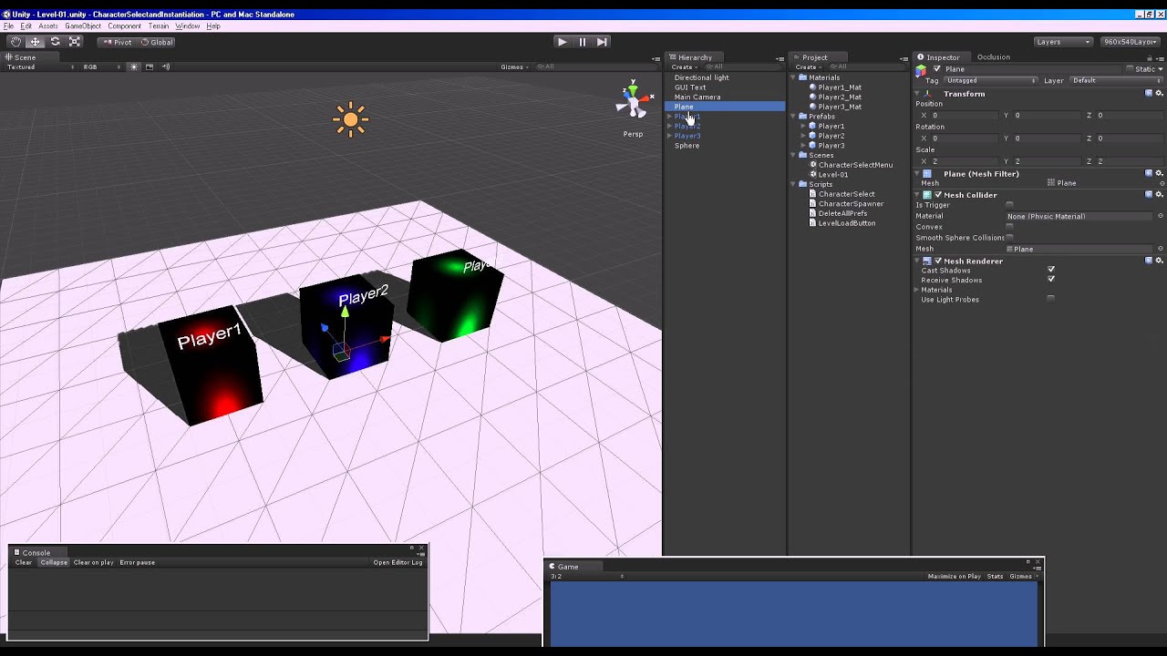 Character Selection and World Instantiation - Unity Engine