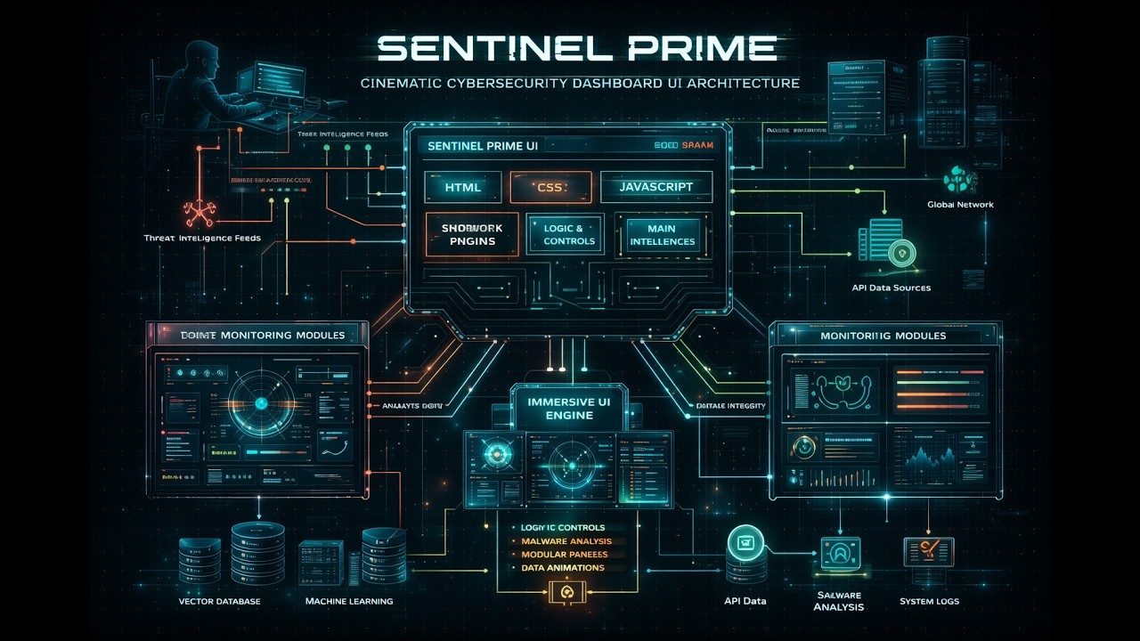 Sentinel Prime | Cinematic Sci-Fi Dashboard UI Kit (HTML/CSS/JS)