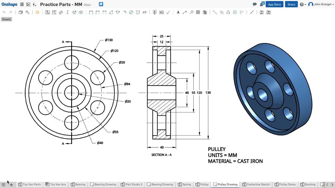 Learn Onshape - Project 15 - Pulley