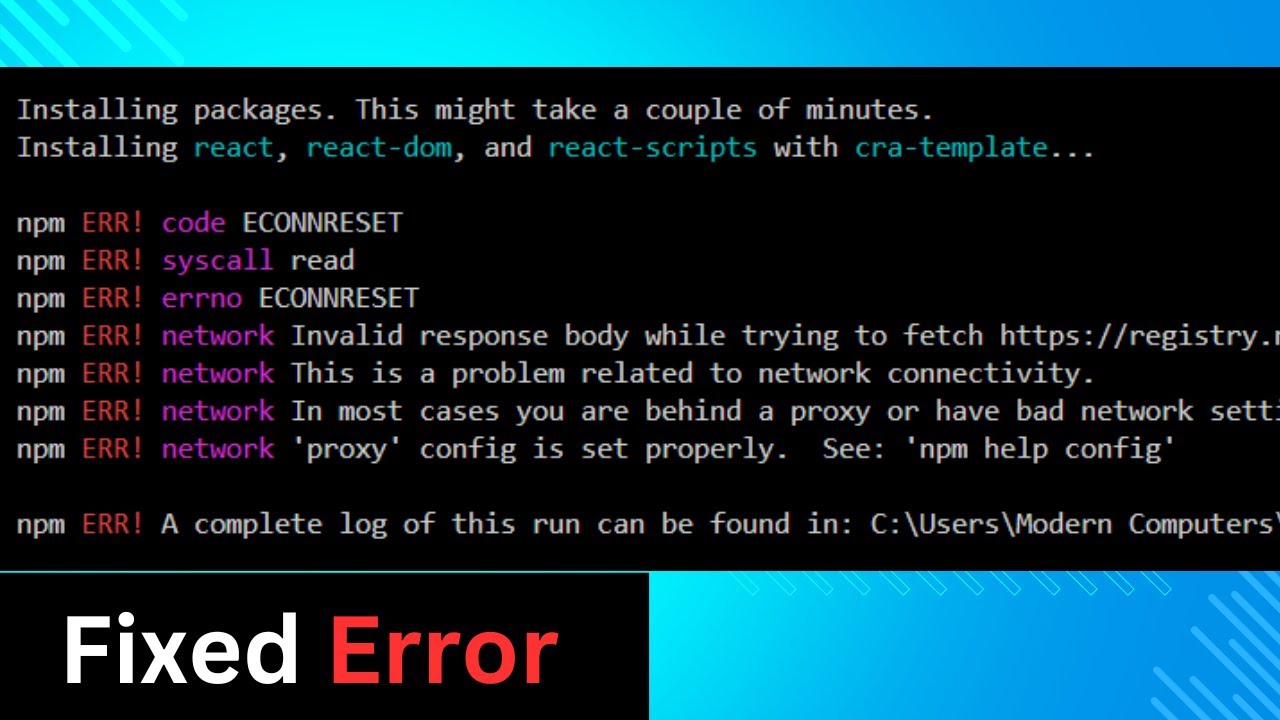 npm ERR! network ERR!   Proxy error  you are behind a proxy or have bad network settings