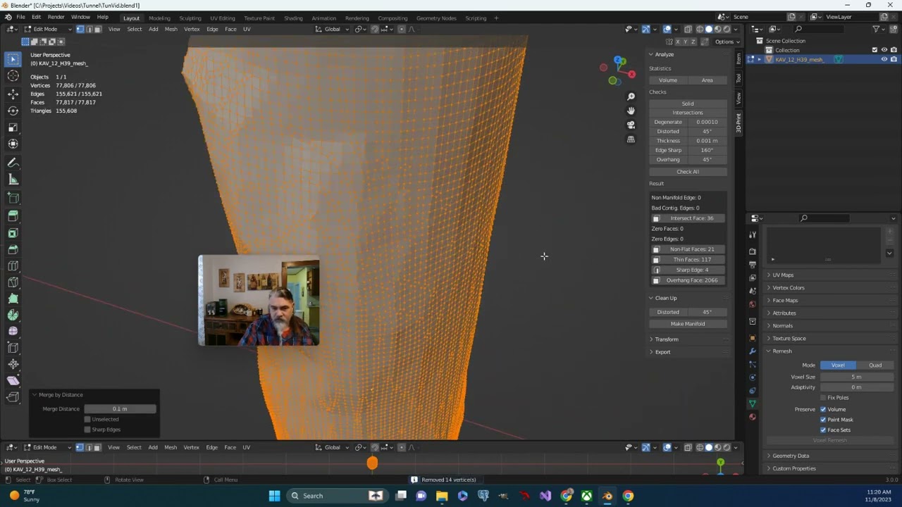 Blender Tunnel Project: Intersecting Faces