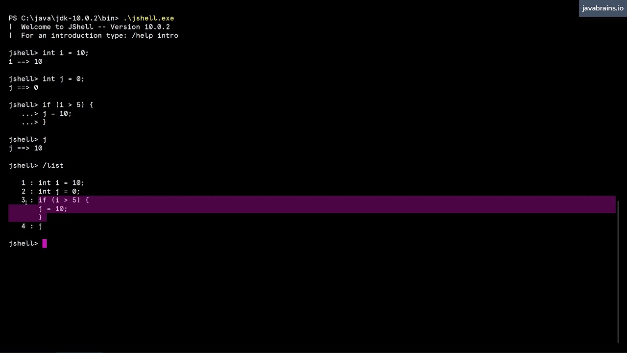 JShell Basics 06 - Multi line statements