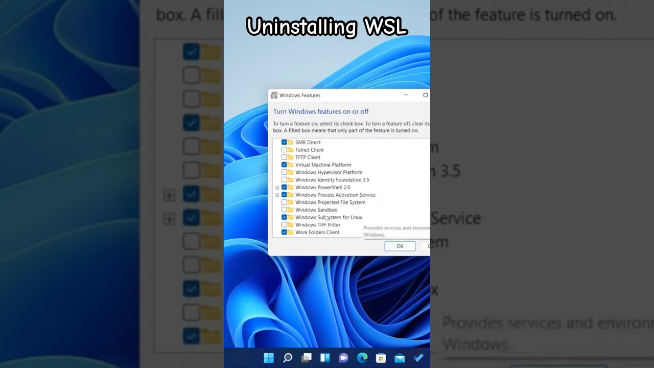 Uninstalling WSL #windows #wsl #tech #technology #windows11