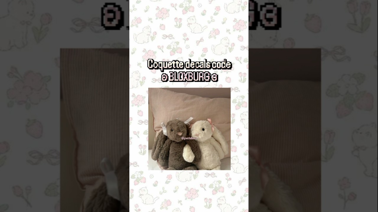 Bloxburg coquette decals code!! ♡₊˚ 🍥₊✧🐇🥛⭒˚｡⋆  #bloxburg #roblox #outfitcodes #decals #brookhaven