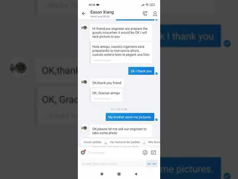 Alibaba platform chat with seller, requesting correct product performance