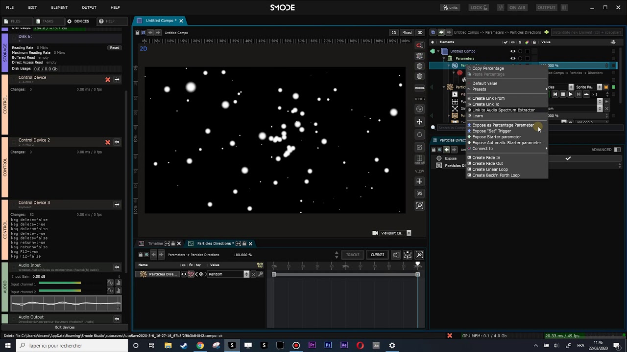 Smode Answer : Control particles directions system with a control device