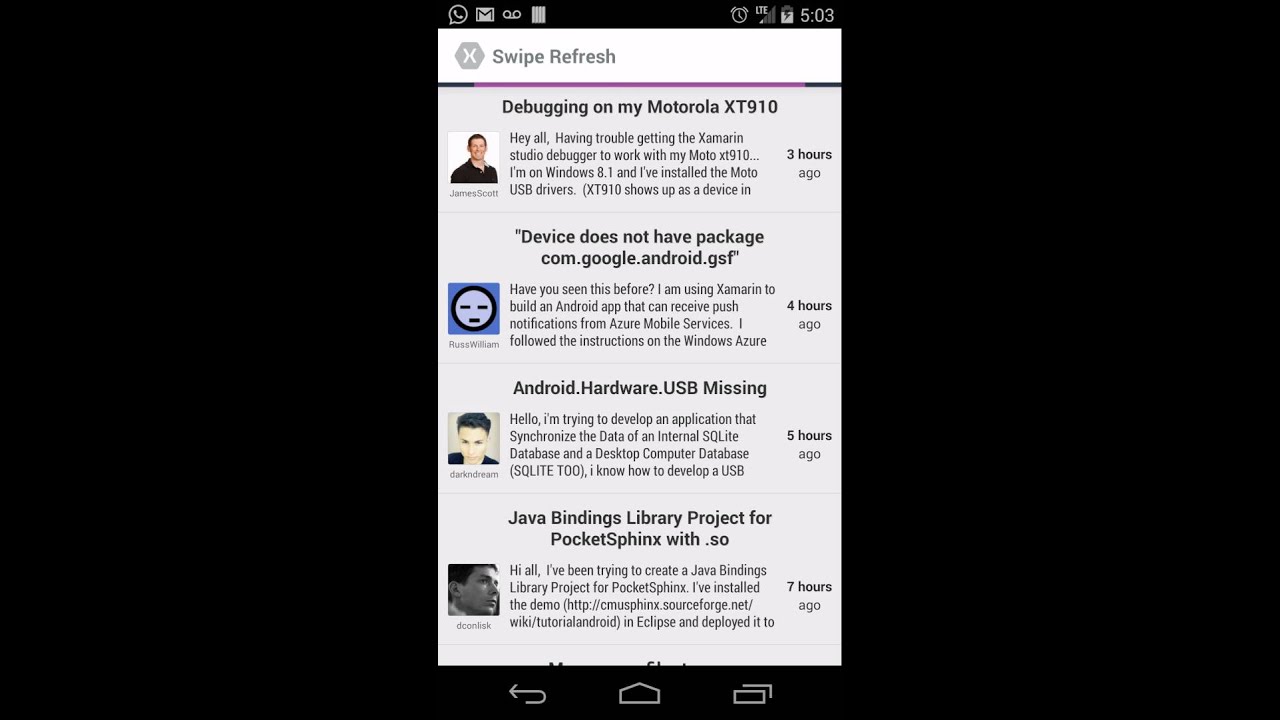 Swipe to Refresh - Xamarin.Android