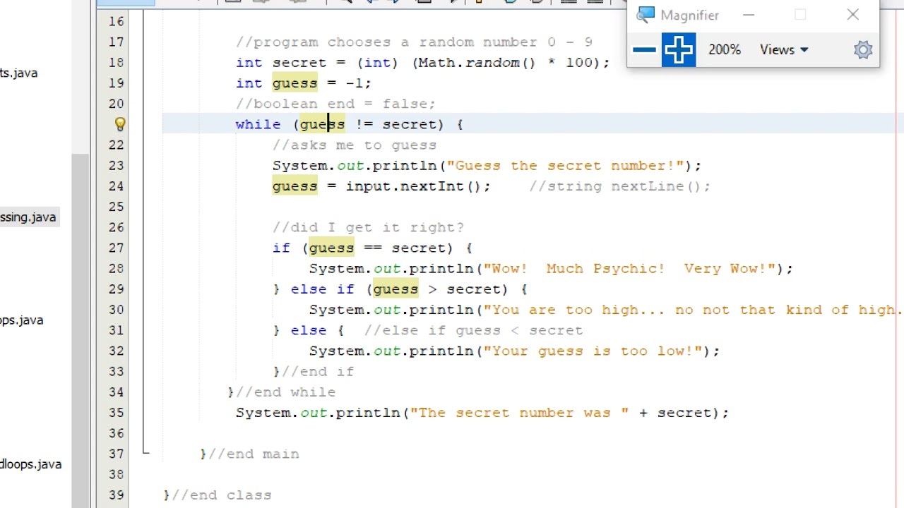Psychic Guessing Game Loops - Java One