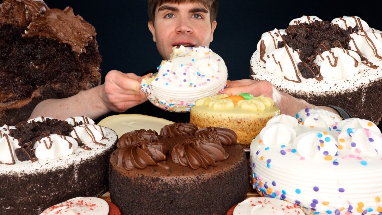 ASMR MUKBANG ATTEMPTING AN ALL YOU CAN EAT CAKE BUFFET AT-HOME | CHOCOLATE CAKE CHEESECAKE + MORE