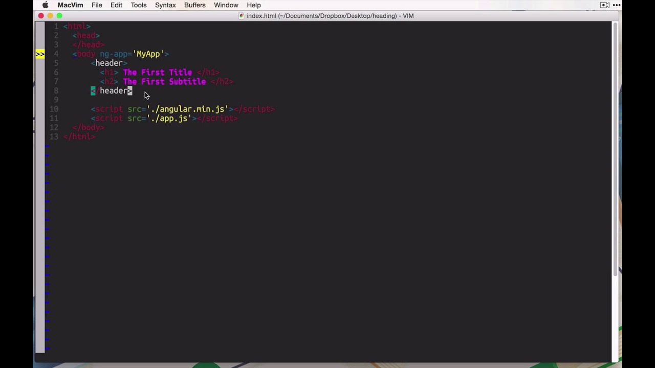 Creating Angular Directives: Heading Directive Markup