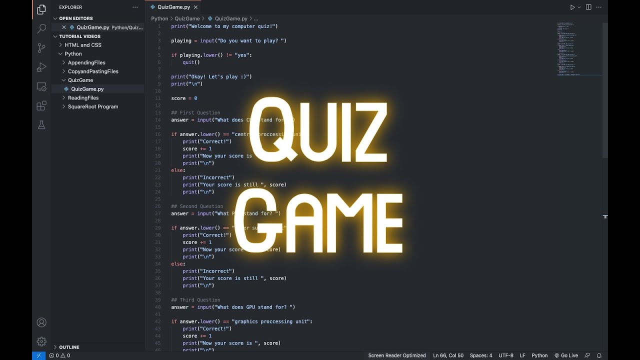 How To Make a Quiz Game Using Python! (Github link in description)