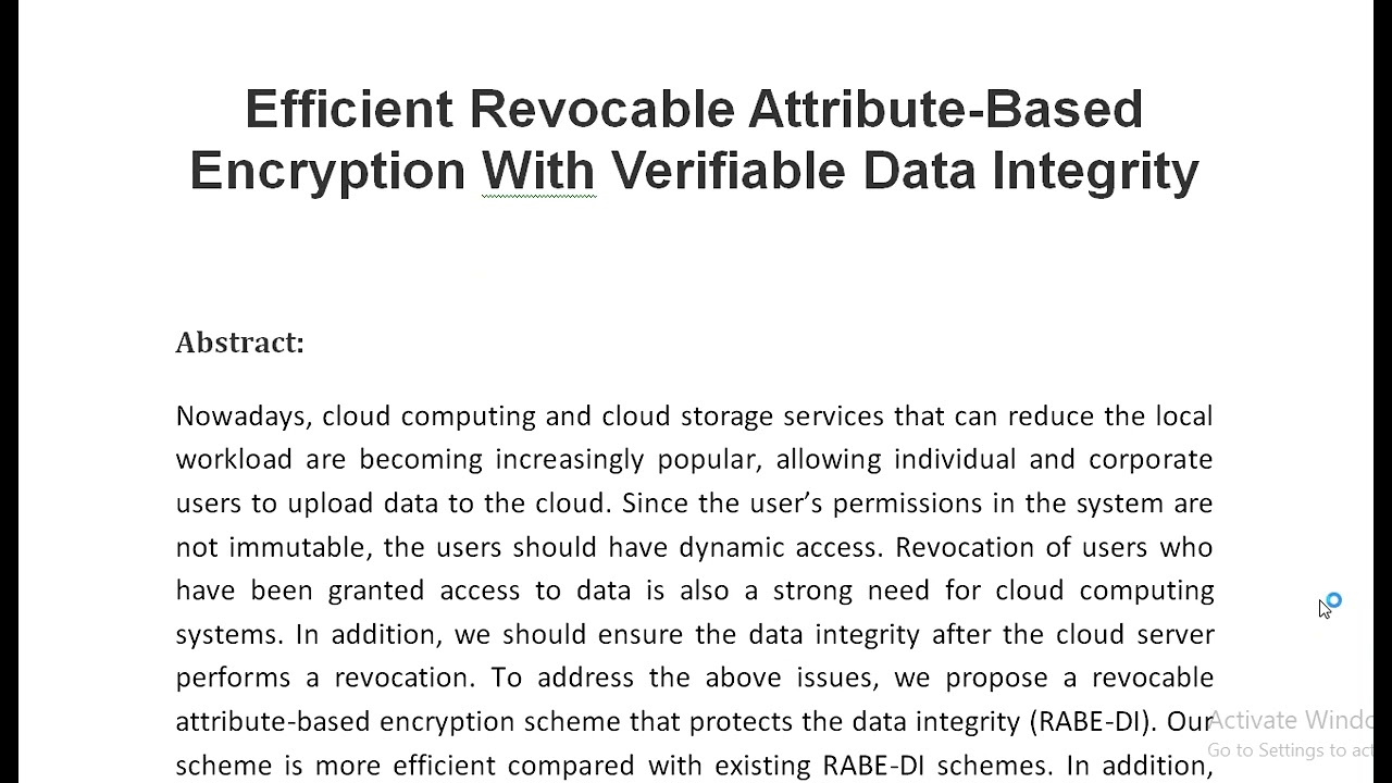 Efficient Revocable Attribute Based Encryption With Verifiable Data Integrity