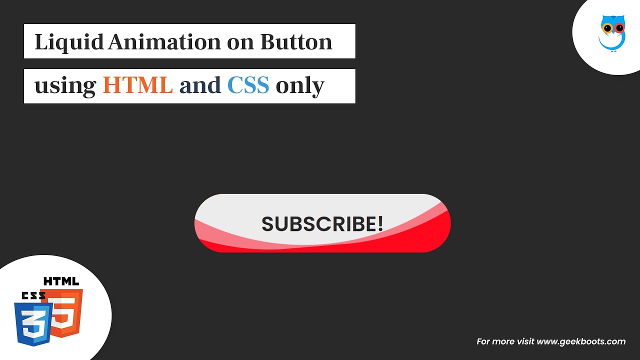 How to create Liquid Animation on Button using HTML CSS only | Geekboots